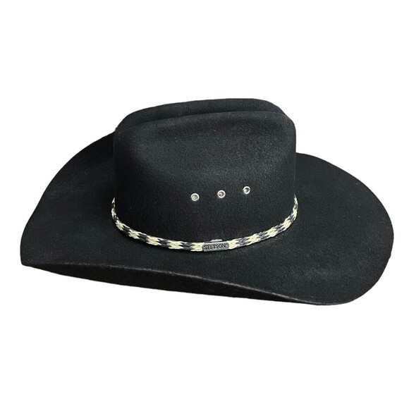 Stetson | Accessories | Vintage Stetson Stallion Mens Cowboy Hat Black ...